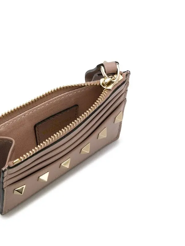Valentino Garavani Rockstud Logo Detailed Zip-up Cardholder