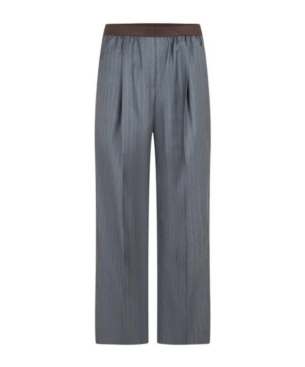 Miu Miu Elastic Waist Striped Casual Pants - Gray