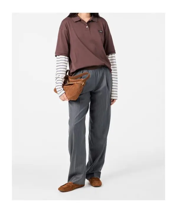 Miu Miu Elastic Waist Striped Casual Pants - Gray