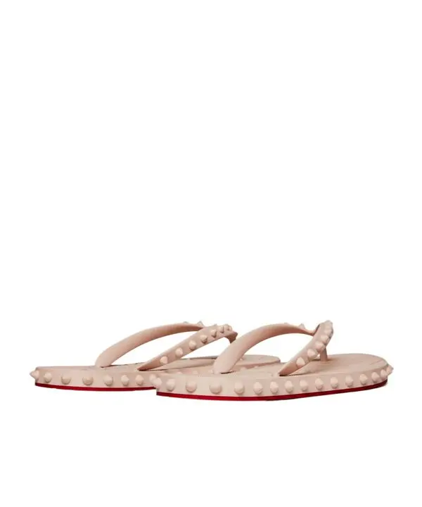 CHRISTIAN LOUBOUTIN Super Loubi Rubber Flip Thong Sandals - Nude