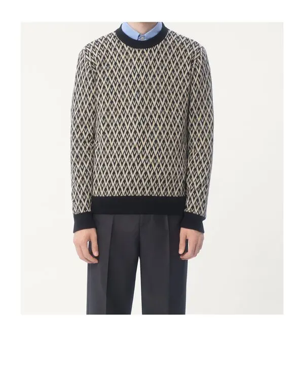 Valentino Garavani Crewneck Wool Jumper With All-over Jacquard Pattern