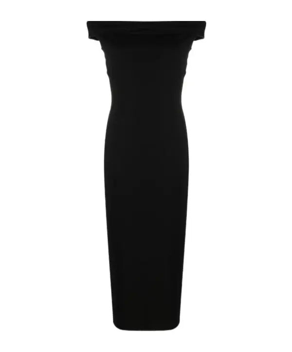 REFORMATION Jamen Off-shoulder Knitted Midi Dress - Black