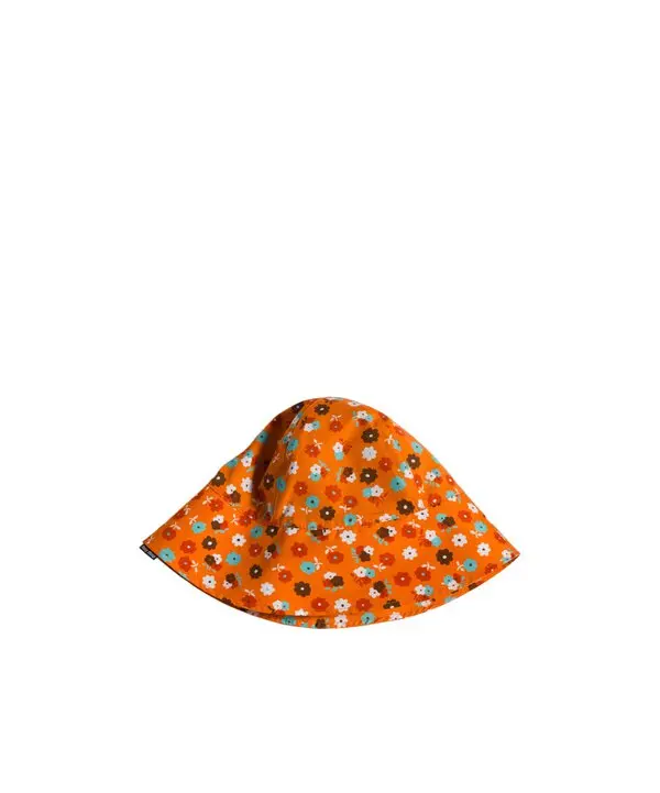 Miu Miu Poplin Bucket Hat With Floral Pattern - Orange/red