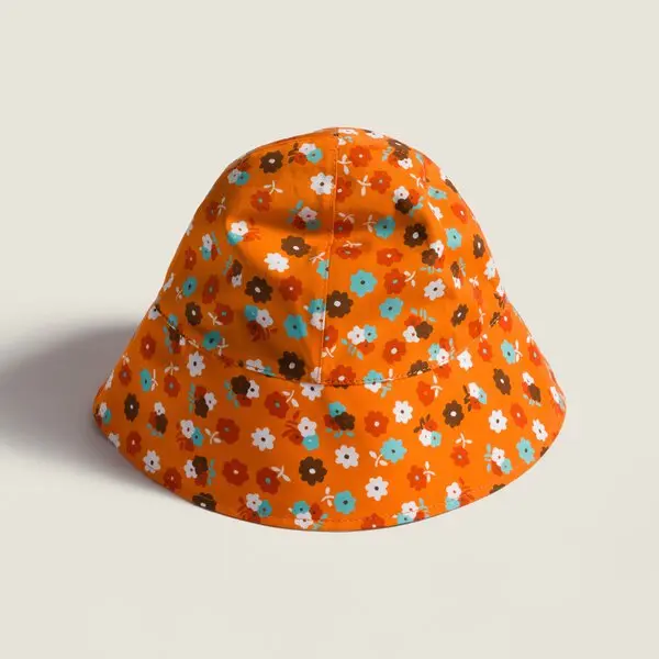 Miu Miu Poplin Bucket Hat With Floral Pattern - Orange/red