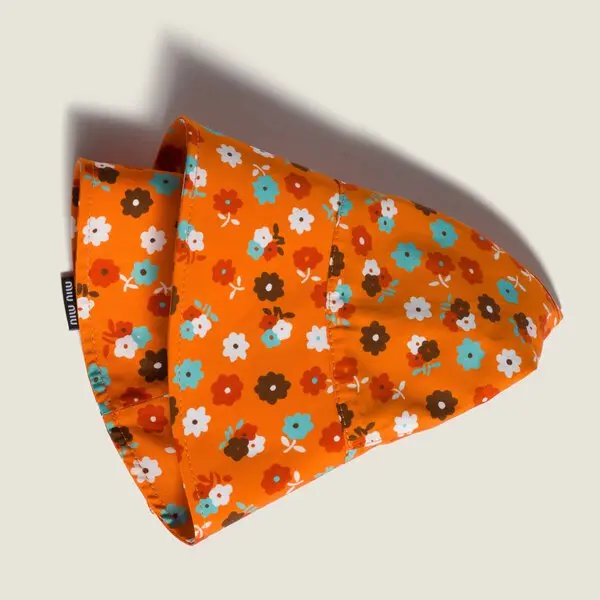 Miu Miu Poplin Bucket Hat With Floral Pattern - Orange/red