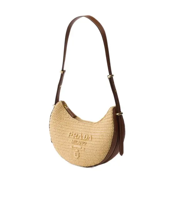Prada Arqué Small Crochet And Leather Bag