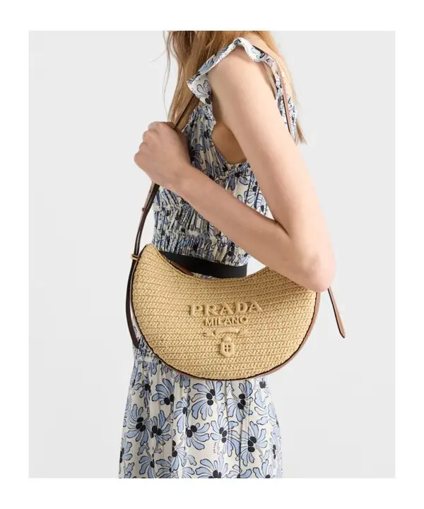Prada Arqué Small Crochet And Leather Bag