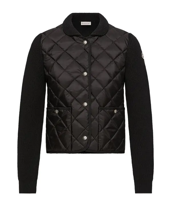 Moncler Diamond Quilted Padded Wool Cardigan
