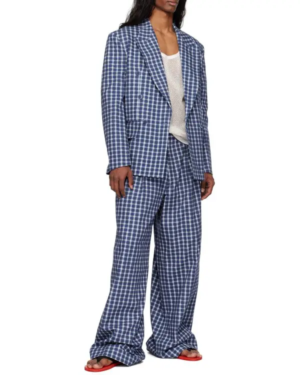 ERL Pleated Plaid Wide-leg Trousers