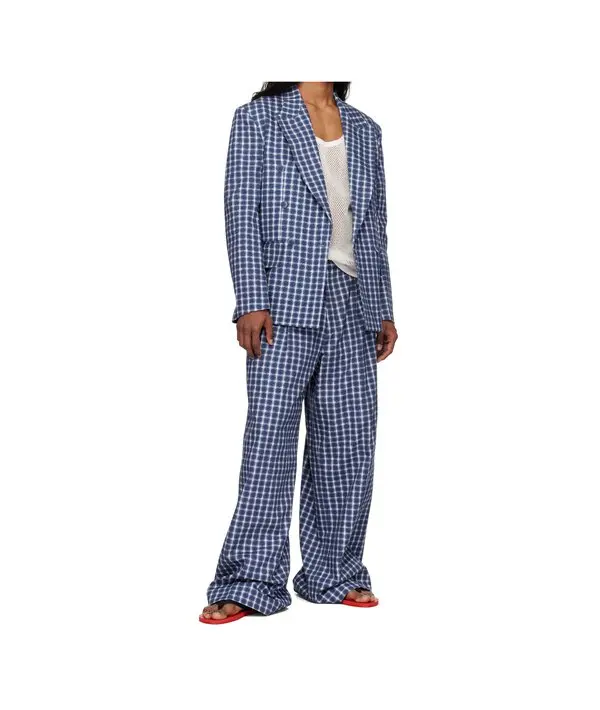 ERL Pleated Plaid Wide-leg Trousers