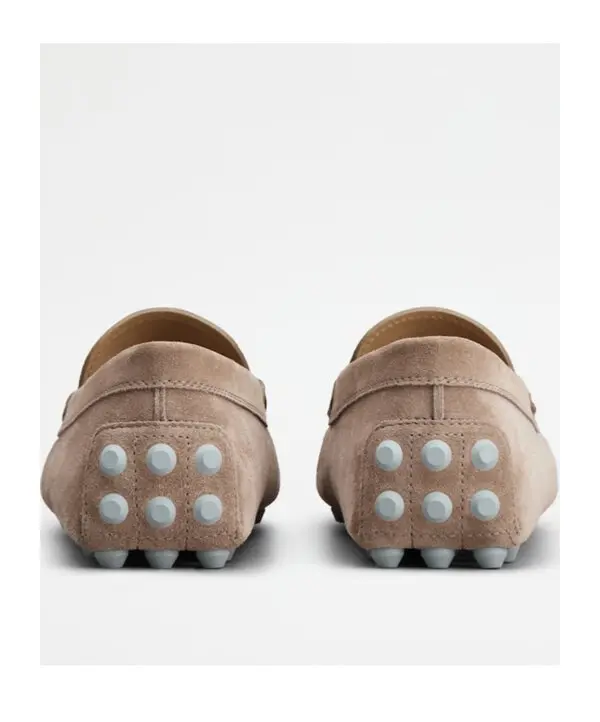 TOD'S Gommino Suede Loafers With Embossed Detailing - Beige