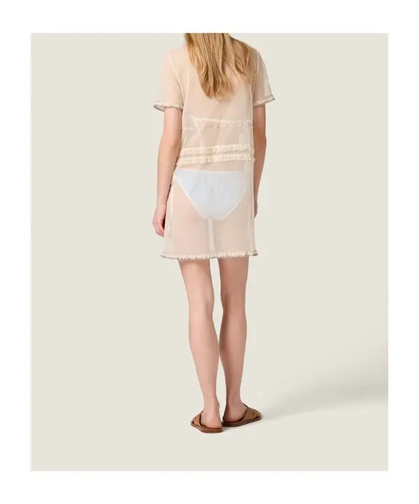 Miu Miu Embroidered Tulle Mini Dress