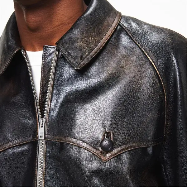 Prada Leather Zip-up Jacket