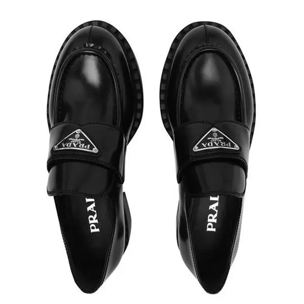Prada Brushed Leather Loafers With Platform Sole