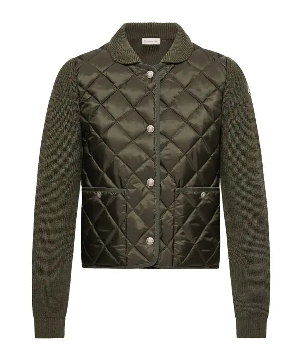 Moncler Diamond Quilted Padded Wool Cardigan
