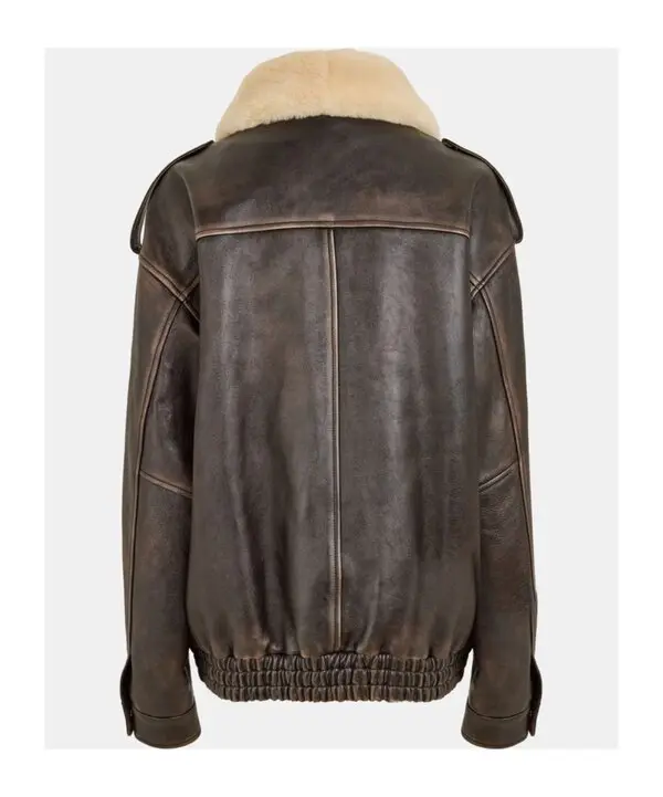 Miu Miu Leather Logo Bomber Jacket