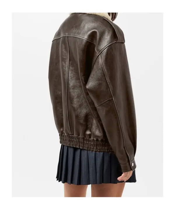 Miu Miu Leather Logo Bomber Jacket