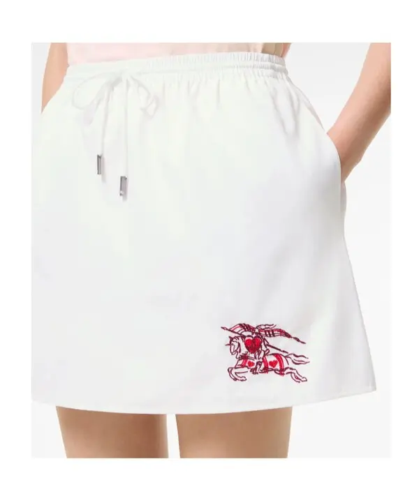 Burberry Cotton Mini Skirt With Knight Emblem