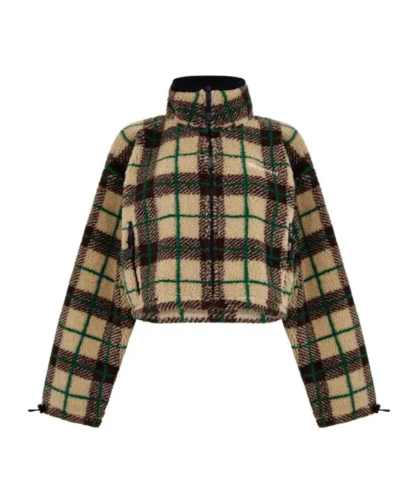 Miu Miu Checked Teddy Bear Jacket - Green