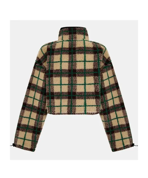 Miu Miu Checked Teddy Bear Jacket - Green