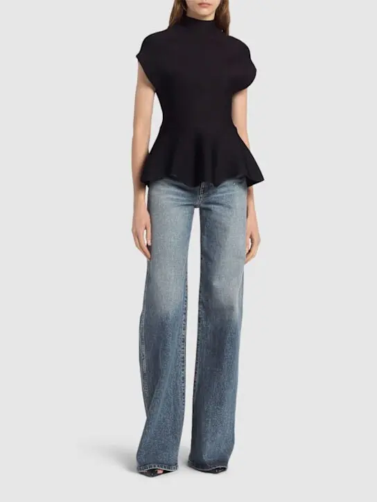Khaite Dane High Rise Wide Leg Jeans - Blue