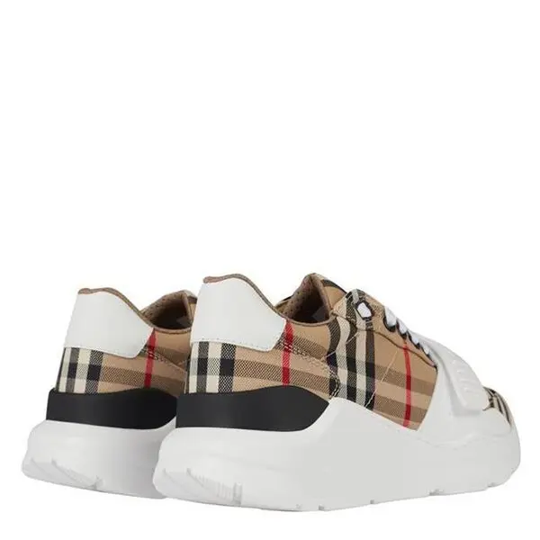 Burberry Check Cotton And Calf Leather Trainers