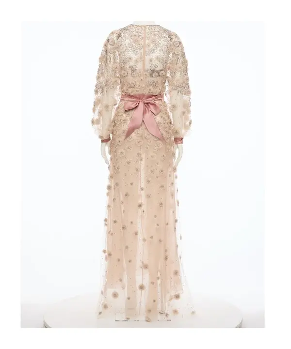 Valentino Garavani Long Sleeve Embellished Dress