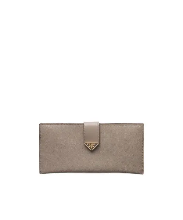 Prada Snap Triangle-logo Leather Wallet - Clay Ash