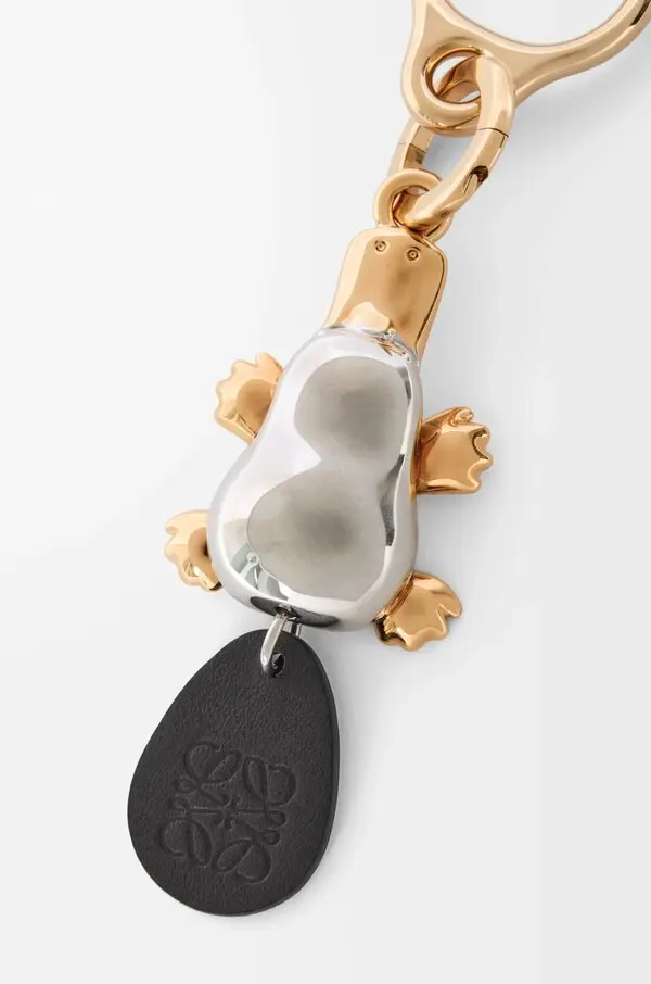 Loewe Platypus Charm In Gold And Silver Tones With Calfskin Tail