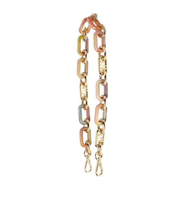 Fendi Gold-coloured Metal And Multicoloured Resin Chain Shoulder Strap