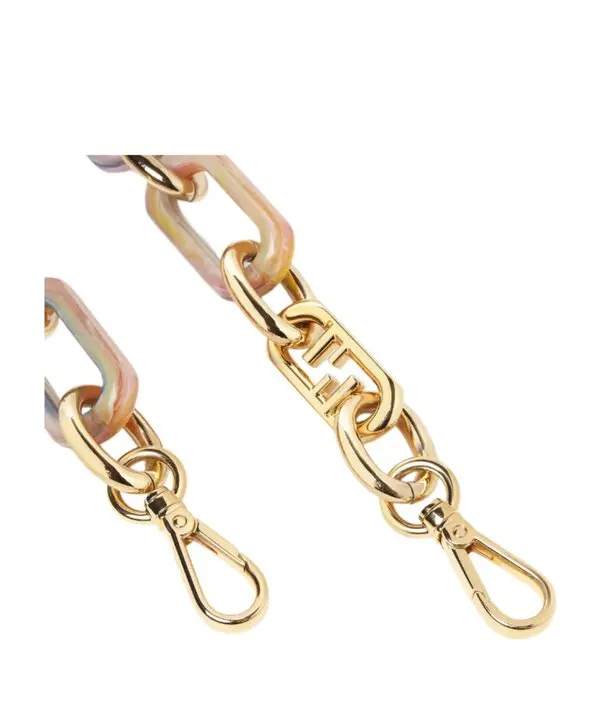 Fendi Gold-coloured Metal And Multicoloured Resin Chain Shoulder Strap