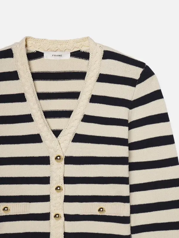 FRAME Striped V-neck Cardigan