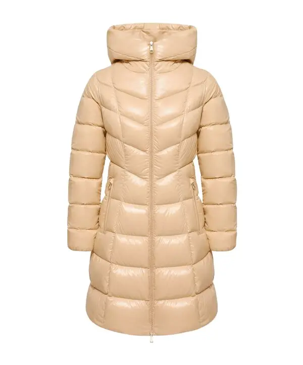 Moncler Marusse Hooded Mid-length Down Jacket - Light Beige