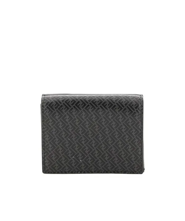 Fendi Logo Detailed Tri-fold Wallet - Black