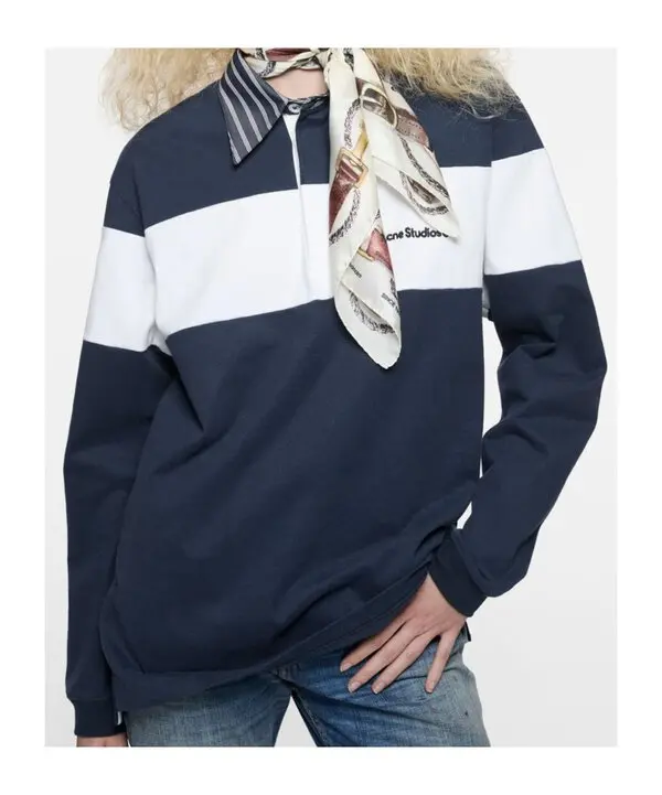 Acne Studios Striped Polo Sweatshirt - Blue