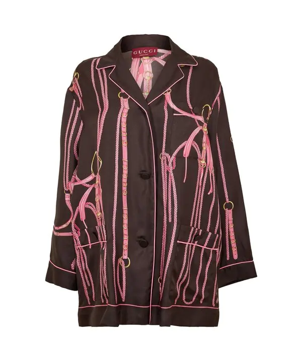 Gucci Printed Silk Short-sleeve Shirt