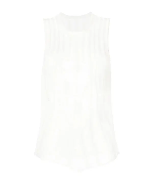 DION LEE Ribbed Knit Distressed Top
