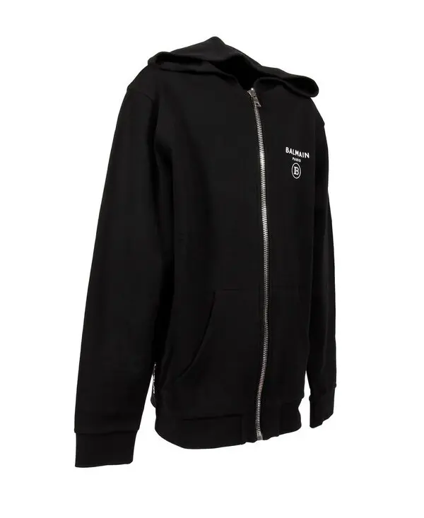 Balmain Logo Print Zipped Hoodie