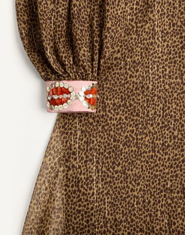 Valentino Garavani Fauve Éclat Printed Midi Dress With Sequined Details