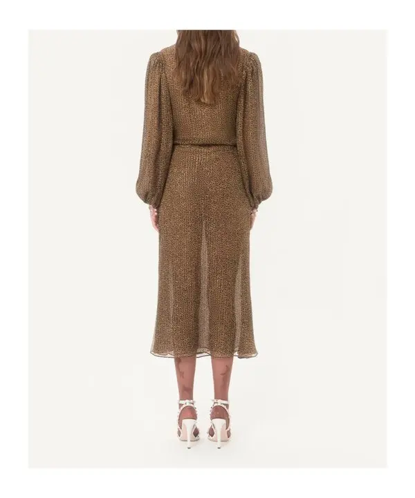 Valentino Garavani Fauve Éclat Printed Midi Dress With Sequined Details