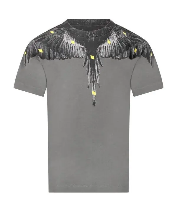 MARCELO BURLON COUNTY OF MILAN Teen Wings-print Cotton T-shirt - Gray