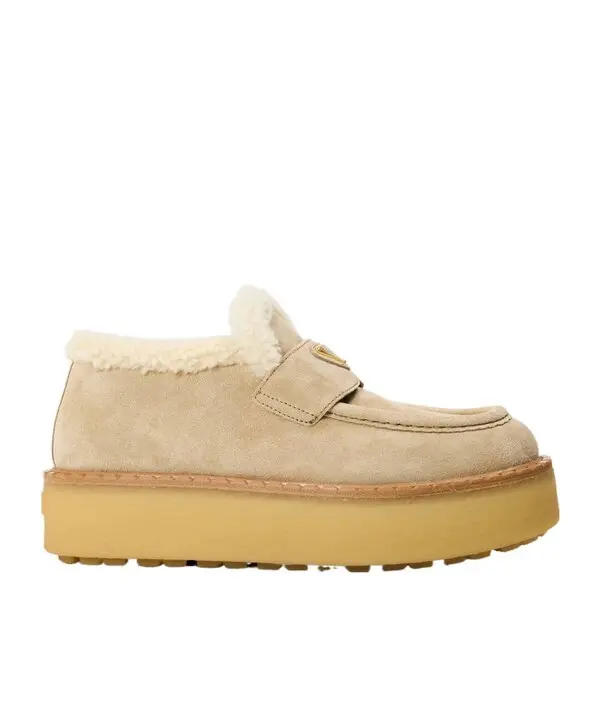 Prada Platform Suede Loafers - Nude
