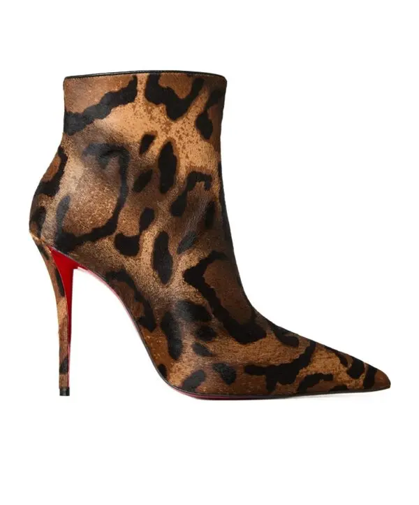 CHRISTIAN LOUBOUTIN Leopard Print Calf Hair Ankle Boots
