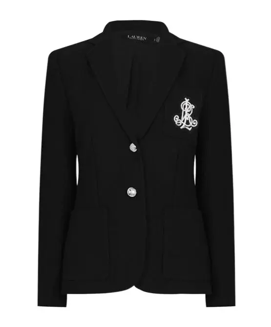 Ralph Lauren Cotton Monogram Blazer - Black