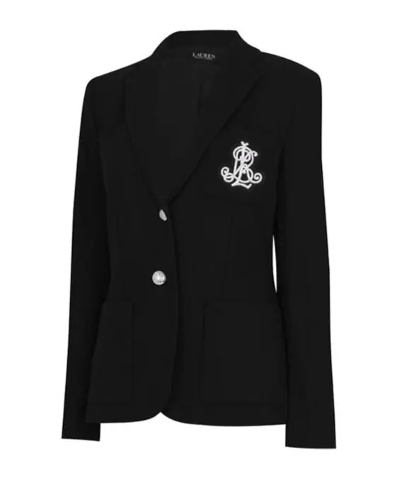 Ralph Lauren Cotton Monogram Blazer - Black