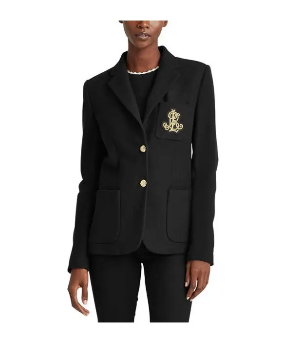 Ralph Lauren Cotton Monogram Blazer - Black