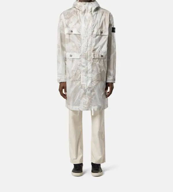 Stone Island Camouflage Printed Hooded Coat
