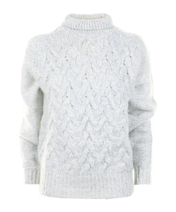 Eleventy Cable Knit Turtleneck Sweater - White