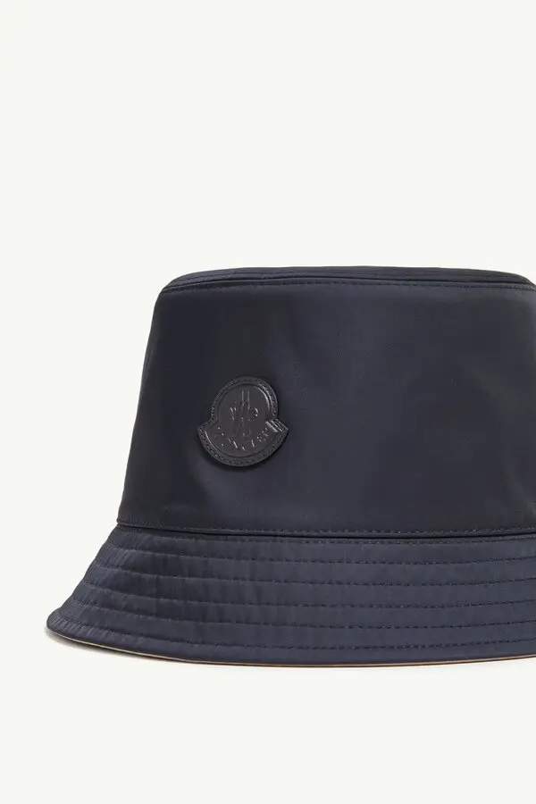 Moncler Leather Logo Gabardine Bucket Hat
