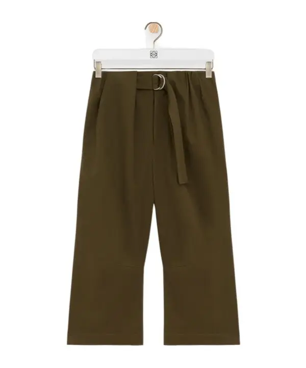 Loewe Cropped Belted Trousers In Cotton And Silk